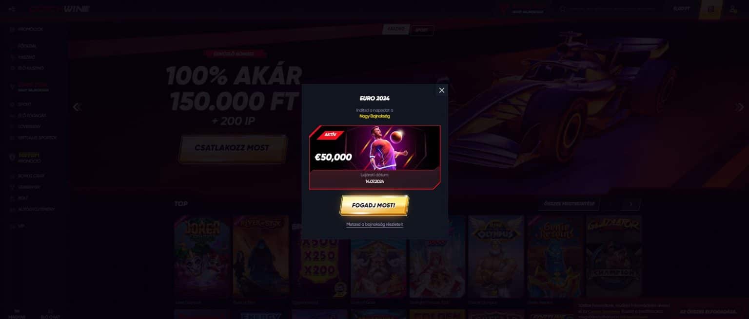 QuickWin Casino Online🎖100% bónusz 150 000 HUF-ig+200 IP